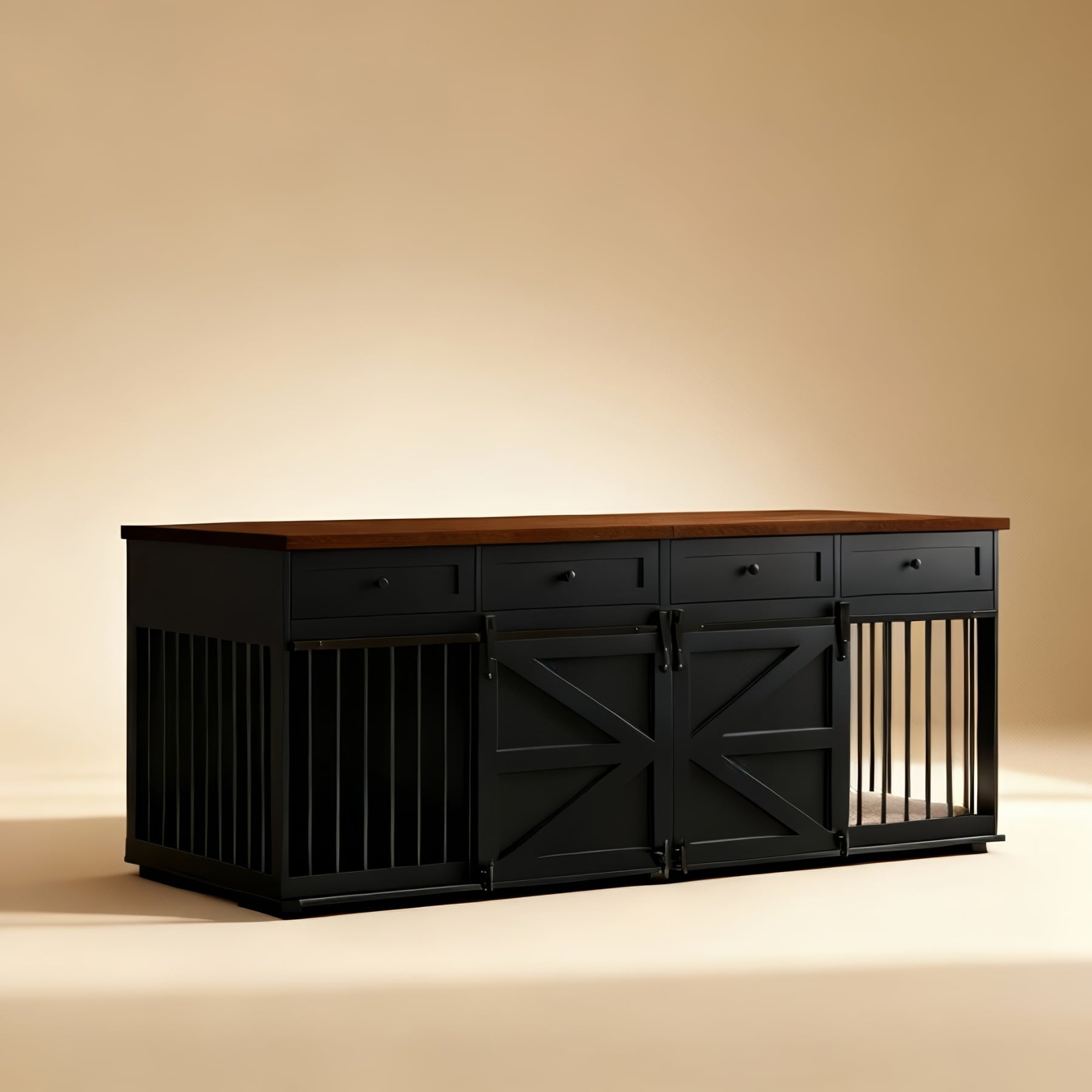Caldera XL Furniture Style Dog Crate | Double Wooden Dog Crate with ...